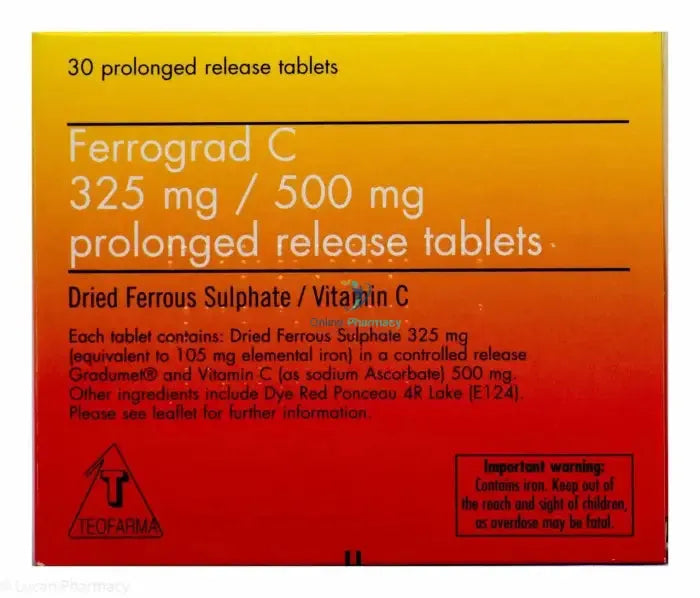 Buy Ferrograd C Tablets (Iron & Vit C) Online - Treats Iron Deficiency